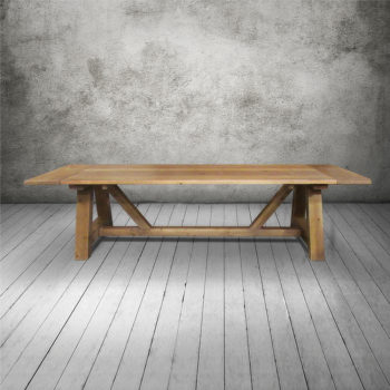 Santa Rosa Trestle Table with Breadboard Extensions - Vintage Millwerks