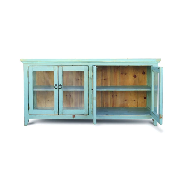 rustic blue media console